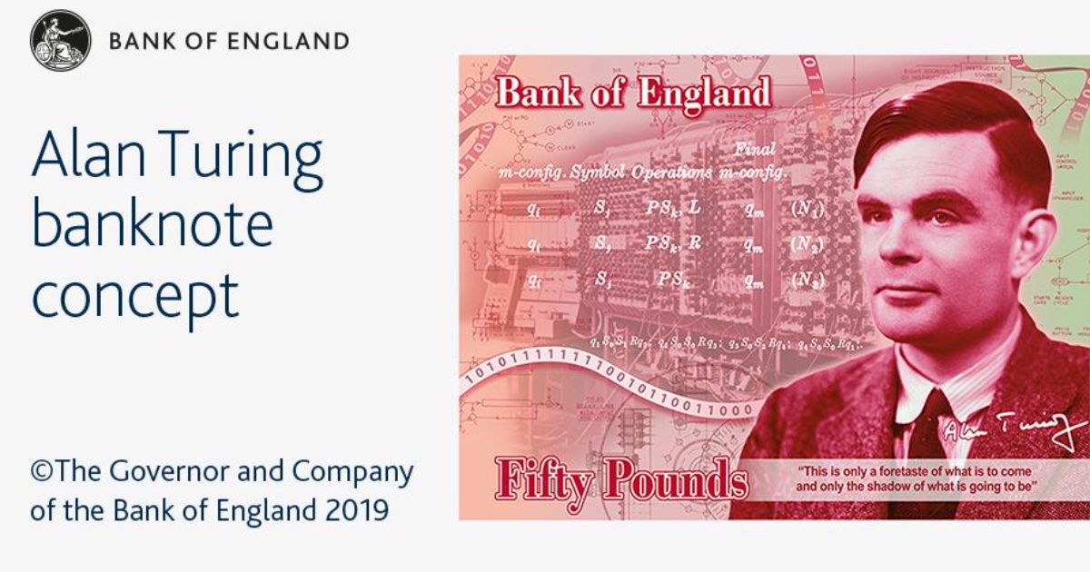 The pioneer of AI, Alan Turing, featured on UK currency